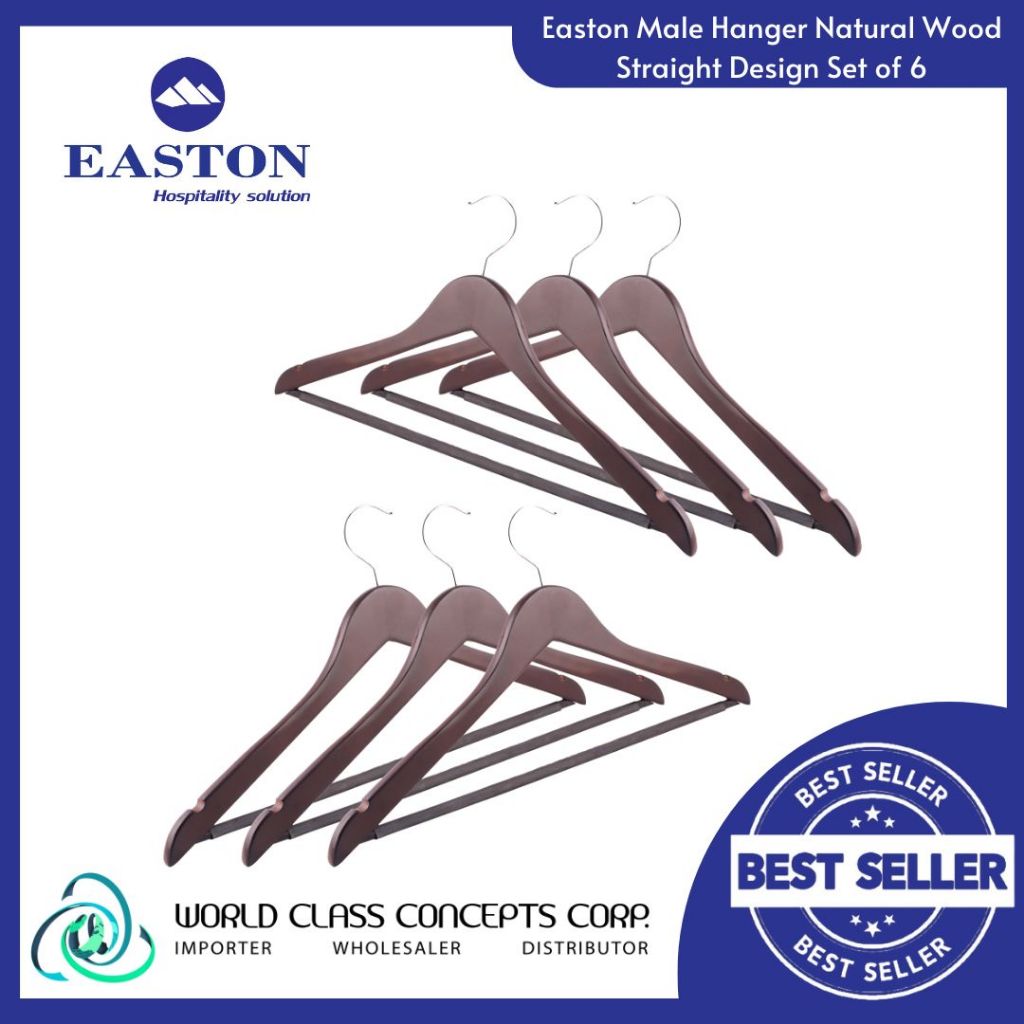 EASTON Male Clothes Hanger Mahogany:W 44.5cm Thickness:4.5cm(Set Of 6 ...