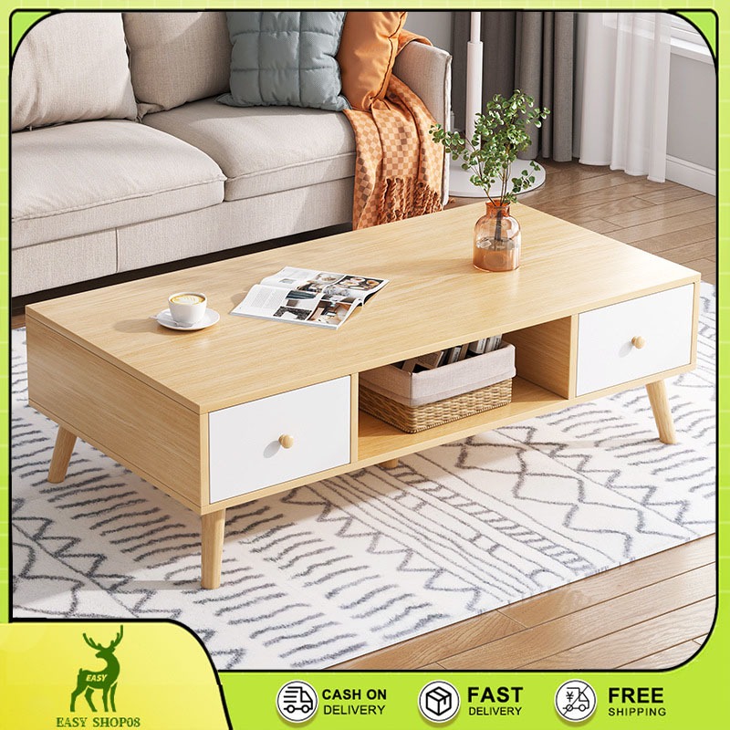 Coffee Table Small Family Living Room Table Balcony Solid Wood Legs ...