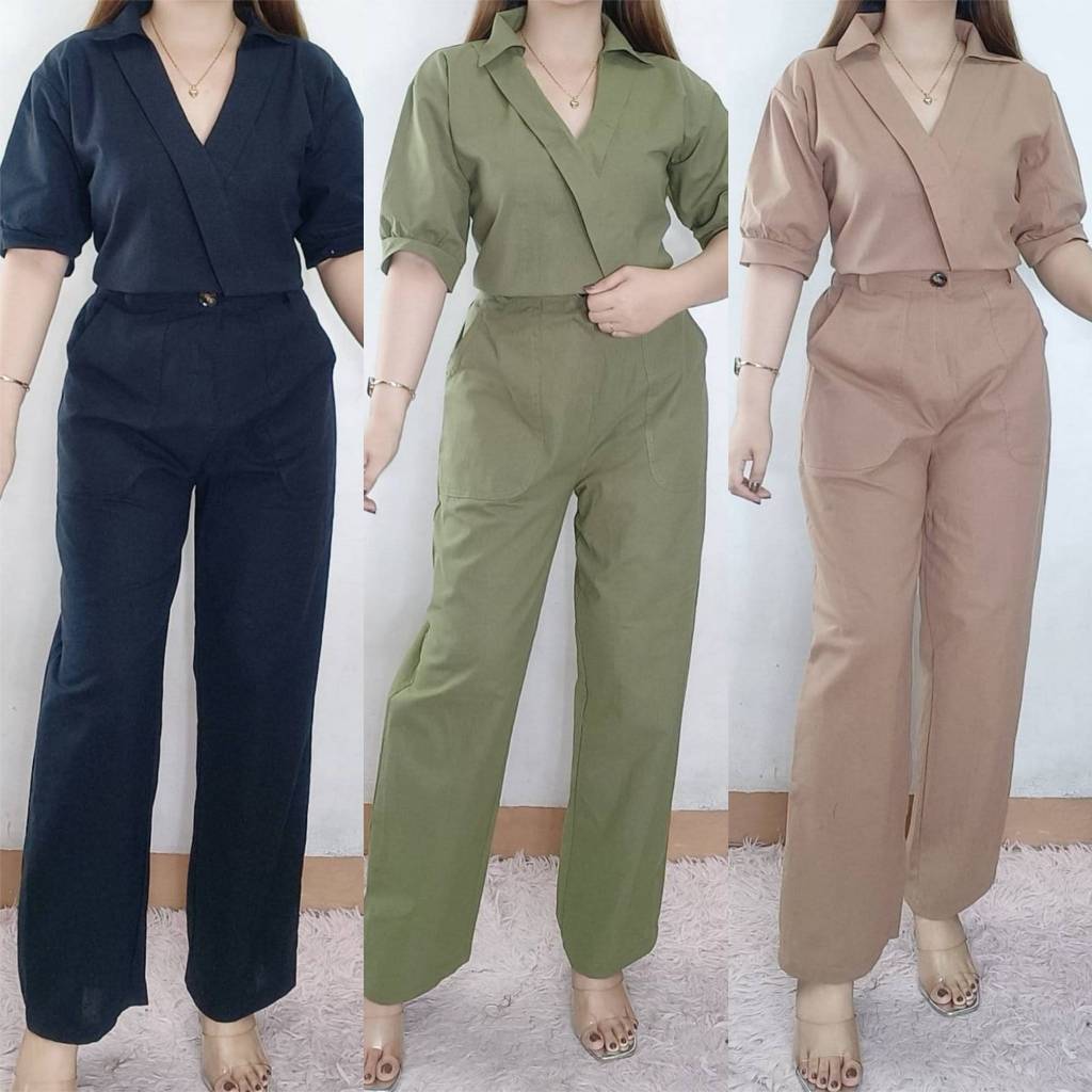 Ruthie Coordinates Collared Tops w/ BBrooch and Pants Terno Medium to ...