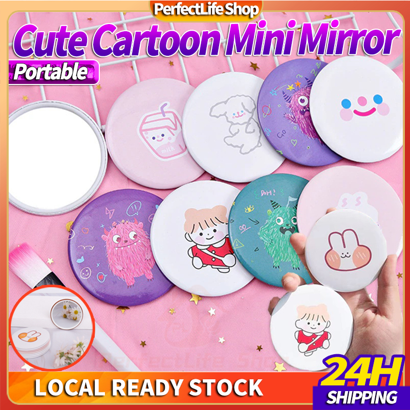 PL Cute Little Rabbit Cartoon Portable Circular Small Mini Mirror ...