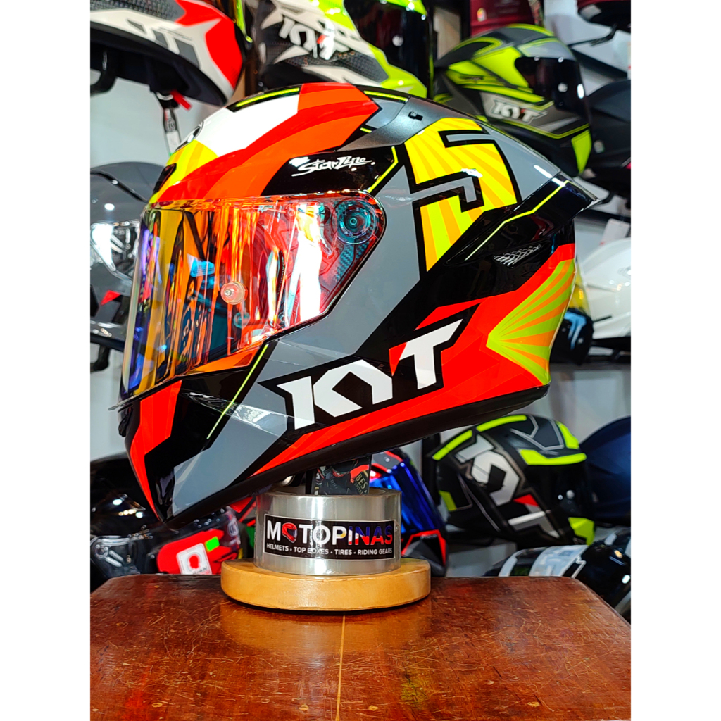 KYT TT-Course Flux Masia Fullface Helmet Single Visor and Iridium Lens ...