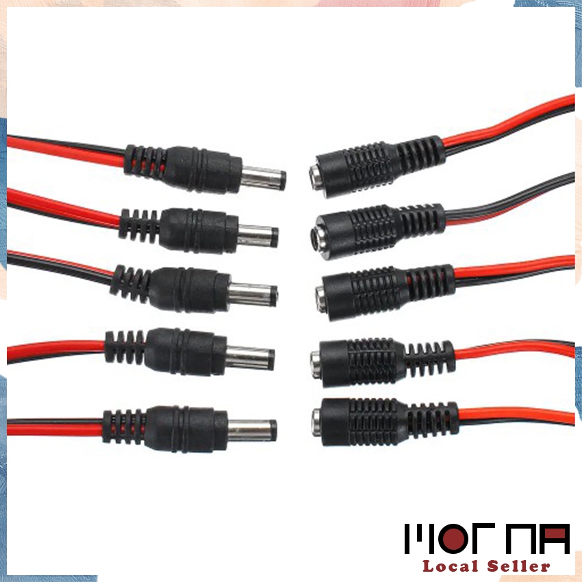5 Pairs 5.5x2.1mm Male + Female DC Power Supply Wire Jack Plug Wire ...