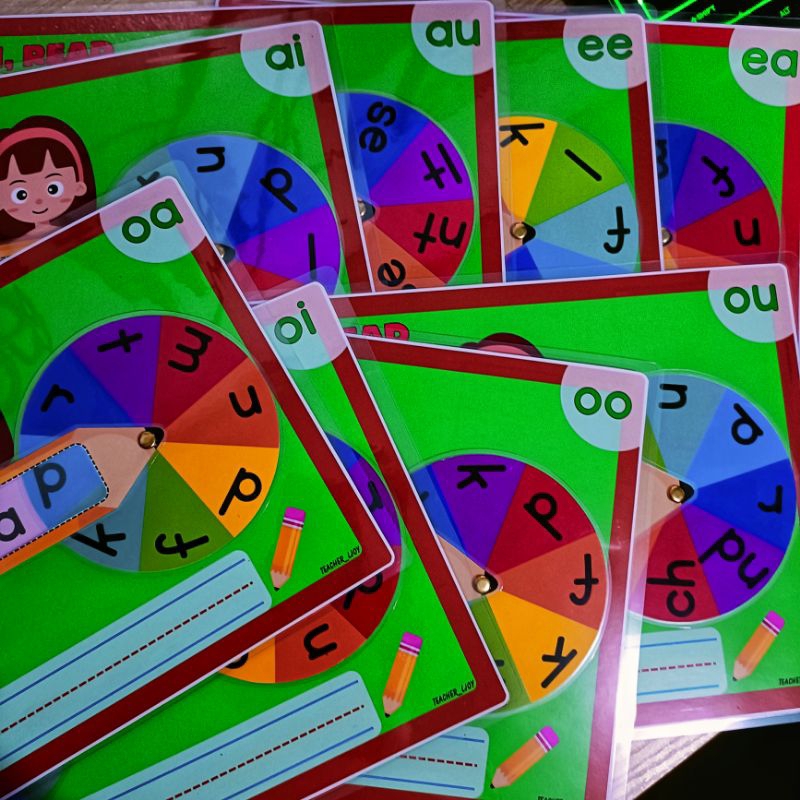 Spin, Read and Write Middle VOWEL DIAGRAPH SPINNERS | Shopee Philippines