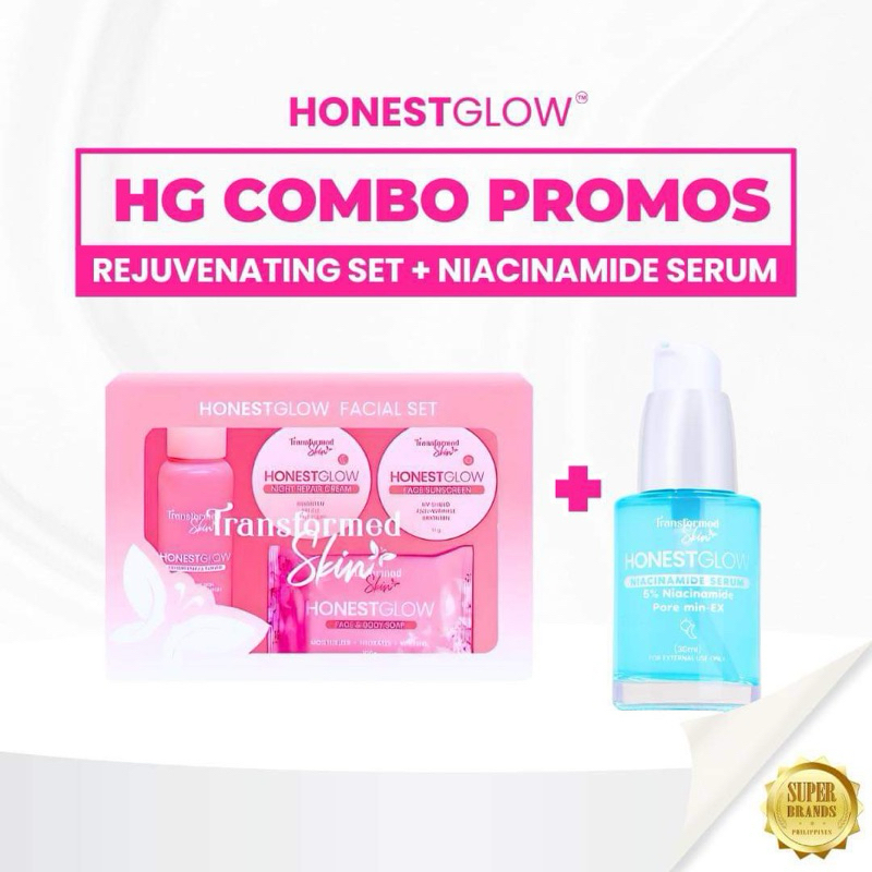 FREE SERUM- Honest Glow Rejuvenating Set with niacinamide Whitening ...
