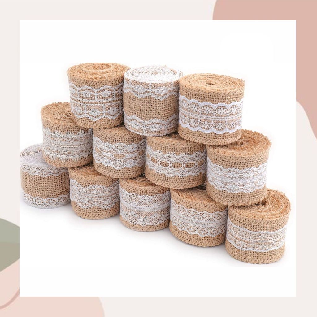 1YARD Jute Burlap Ribbon with Lace 2inch or 1inch width Hessian Ribbon ...