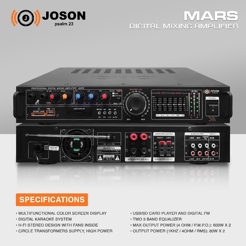 Joson MARS Professional Digital Mixing Amplifier (With Graphic ...