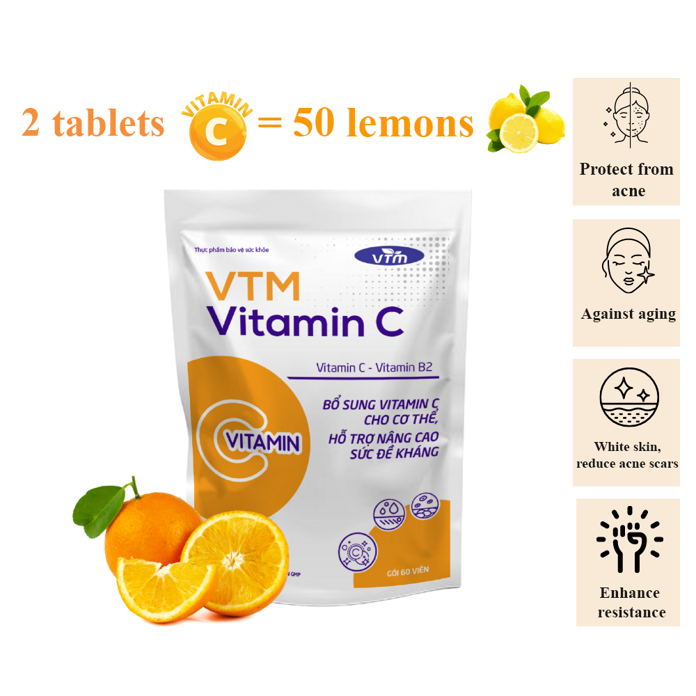VTM Vitamin C Pills Supplement Vitamin C, Brighten Skin, Fade Dark ...