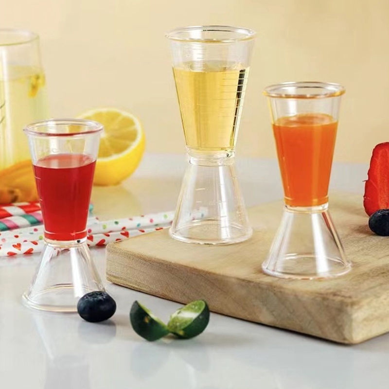 Double Clear Jigger Cup Measure Cup Milk Tea Coffee Mixing Oz Scale ...