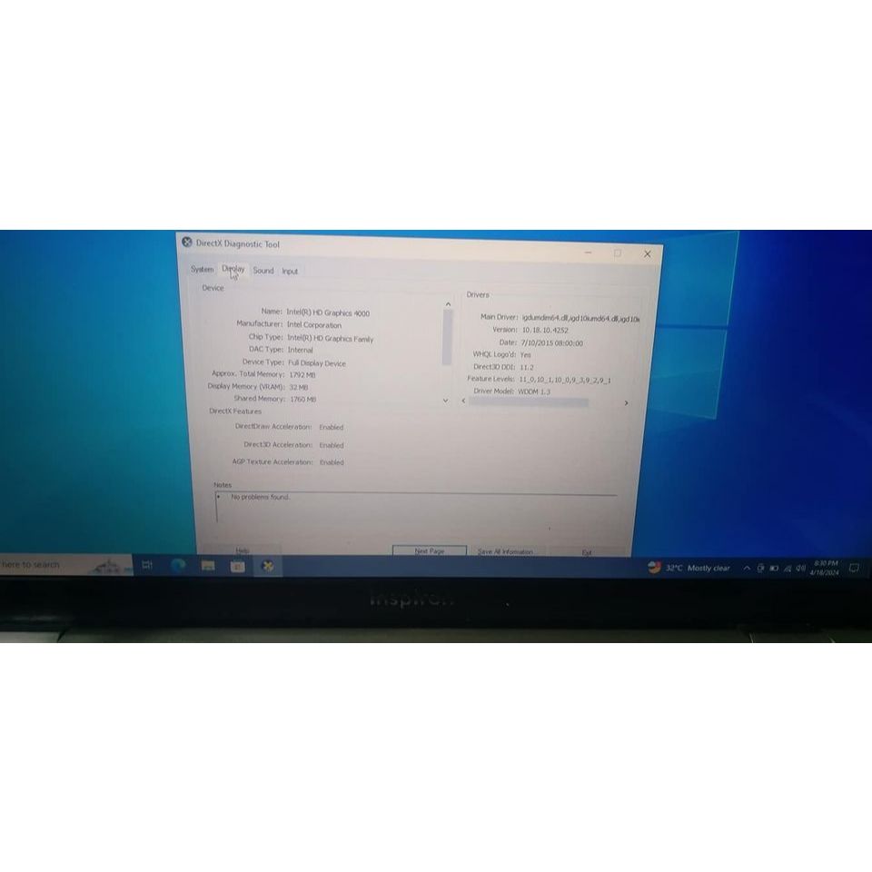 Dell inspiron intel core i7 3rd gen ready to use (for posting only ...