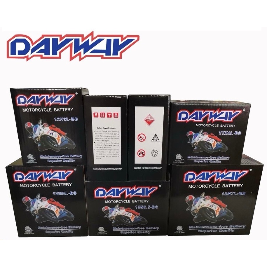DAYWAY Motorcycle Battery 3L / 4L / 5L / 6.5L / 7S | Shopee Philippines
