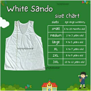 White Sando for Kids Boy Girl School Innerwear Uniform Children Formal wear Baby Toddler ...