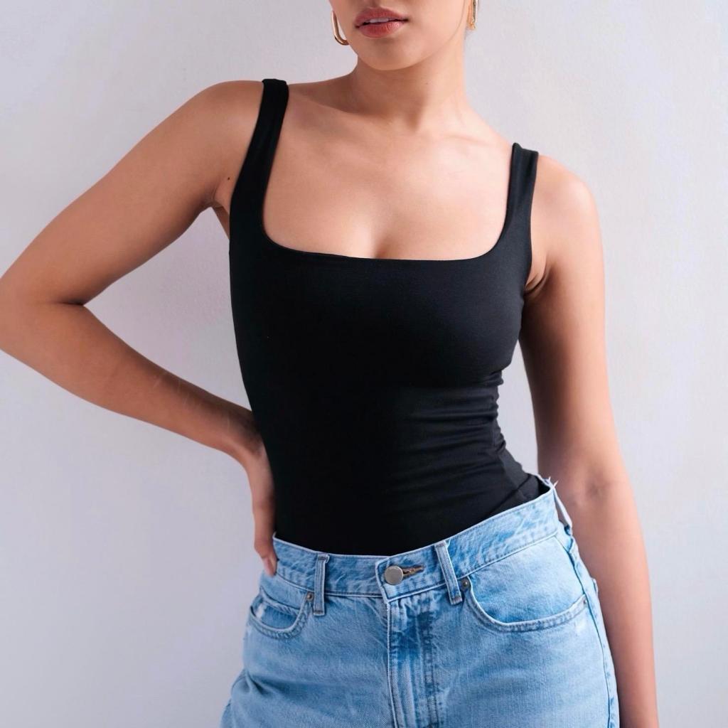 Mera Arya Tank Top Slim-fitting Womenswear Soft Tee Cotton Plain Basic Fabric Spandex Essential ...