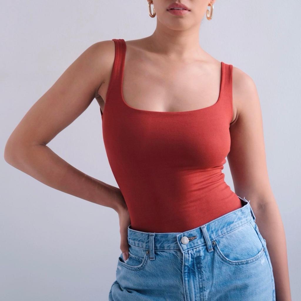 Mera Arya Tank Top Slim-fitting Womenswear Soft Tee Cotton Plain Basic ...