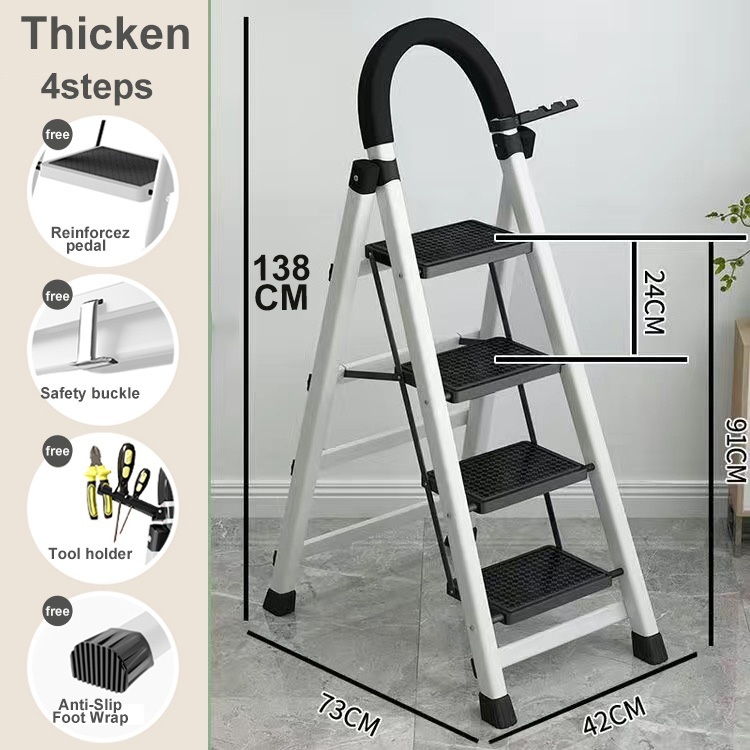 3/4/5/6 Step Folding Ladder Household Aluminum Foldable Ladder Steel ...