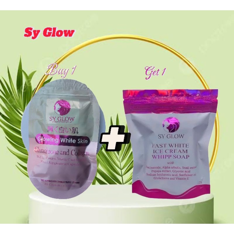 Sy Glow Glutathione Capsule + Sy Glow Fast White Ice Cream Whipp Soap ...