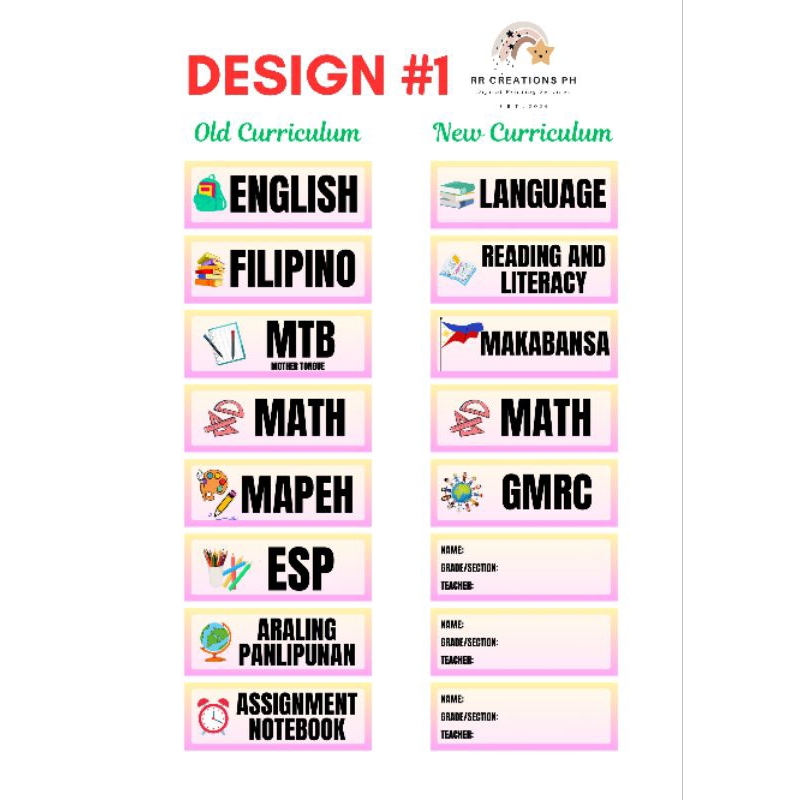 NEW AESTHETIC Subject Label Stickers | 8pcs /set | OLD AND NEW ...