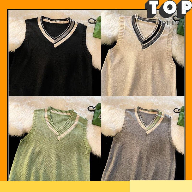 [COD & Ready Stock] Knitted Vest For Men Sweater Vest Koeran Loose Fit ...