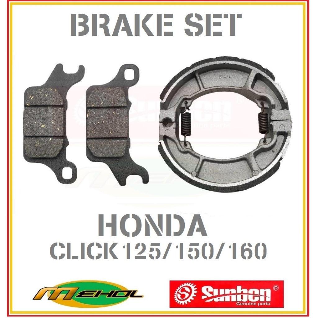 MEHOL BRAKE SHOE & BRAKE PAD FOR CLICK125 CLICK160 v1 v2 v3 (black ...