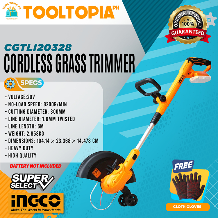 INGCO 20V Lithium-Ion Cordless Grass Trimmer CGTLI20328 UNIT ONLY High ...