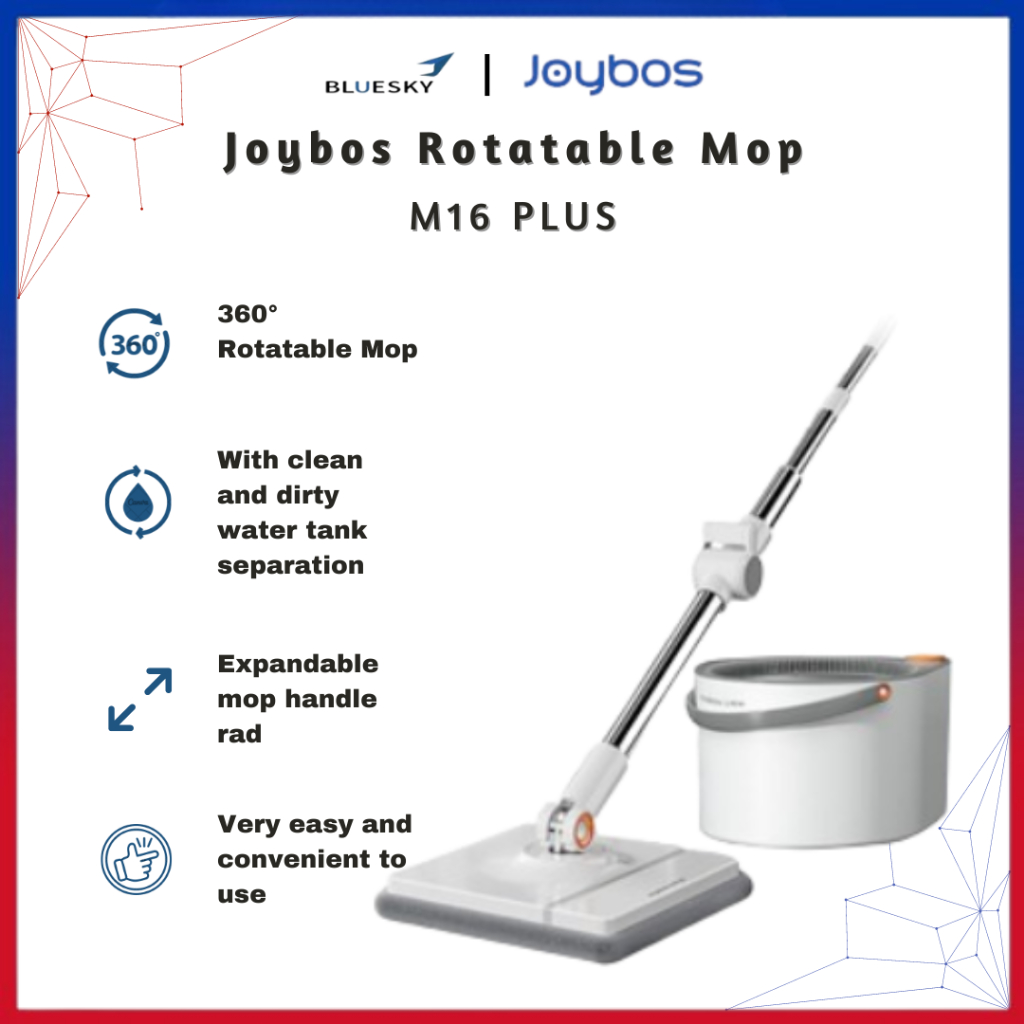 Joybos 360 Spinner Flat Mop Clean and dirty water separation tank Self Wash Spin Mop/cloth M16 ...