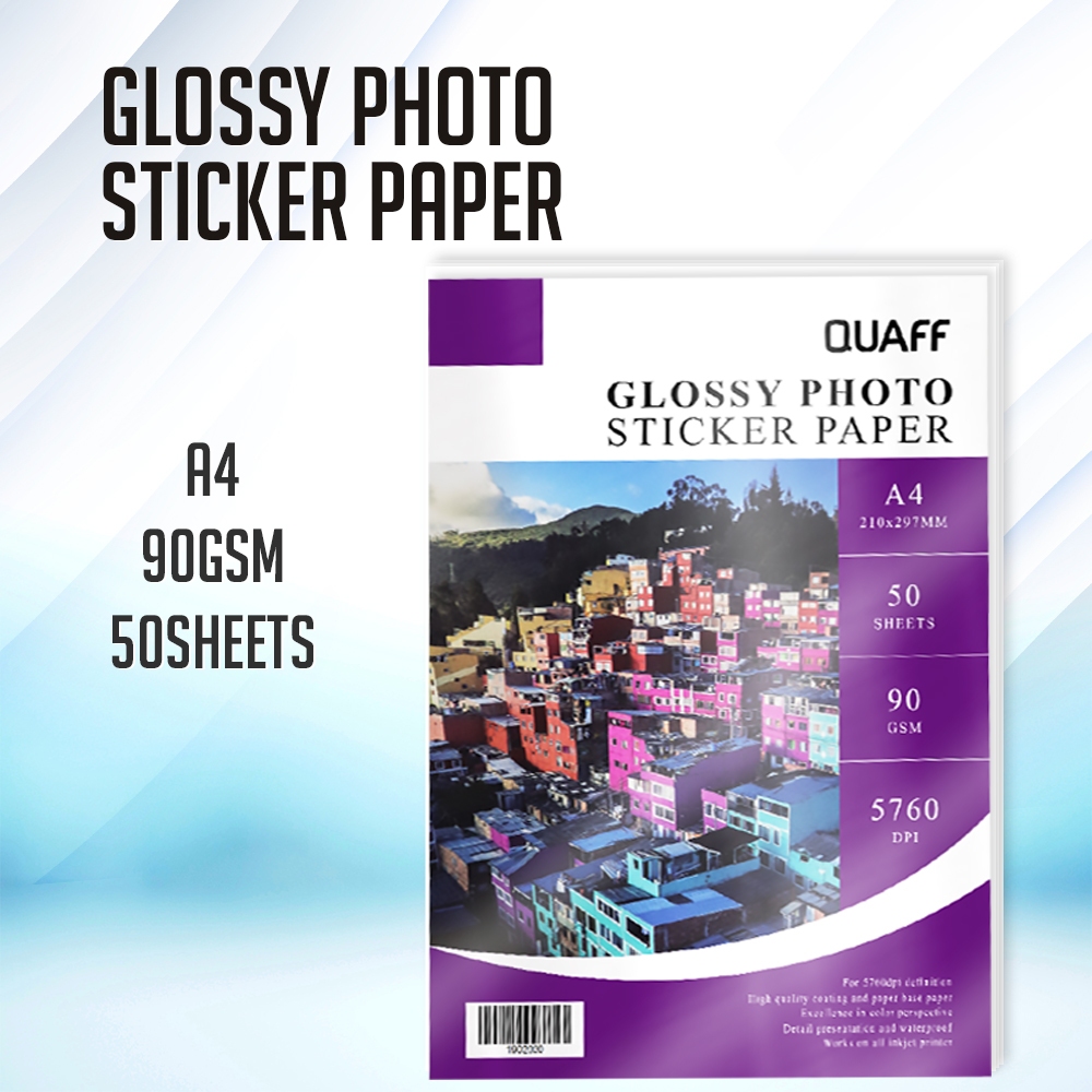 QUAFF Glossy/Matte Photo Sticker Paper 90gsm - 135gsm A4 Size 20sheets ...