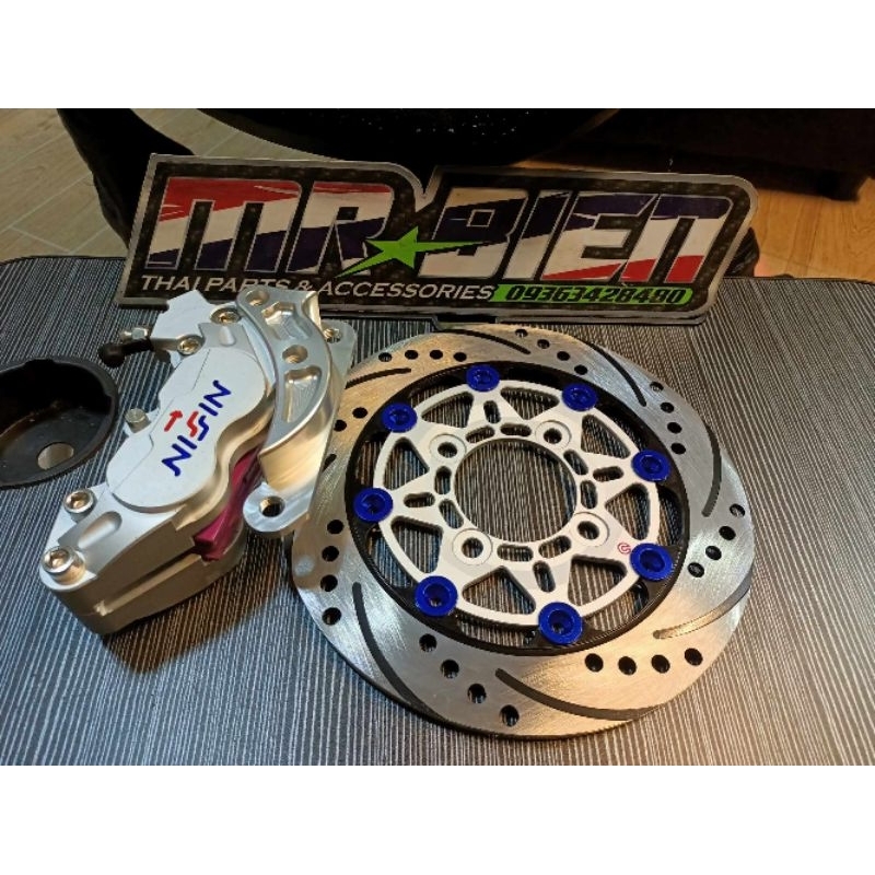 Nissin caliper 4pot & nissin disc 220mm w/brake hose 90 DIGREE for MiO sporty/fino/soulty/M3 ...