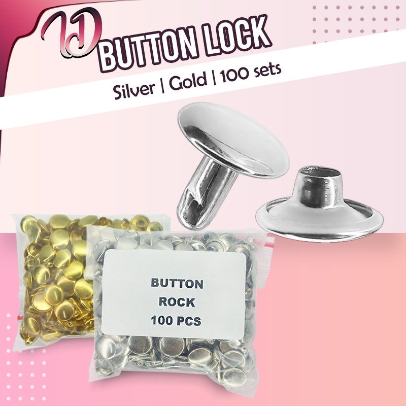 100pcs Button Rock for ID Lace Lanyard Making Gold/Silver (Button Lock ...