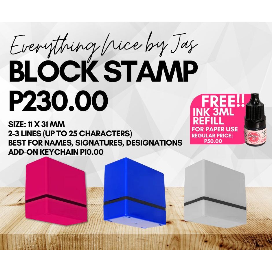Block Self-Inking Stamp (Pink, Blue, White) | Shopee Philippines