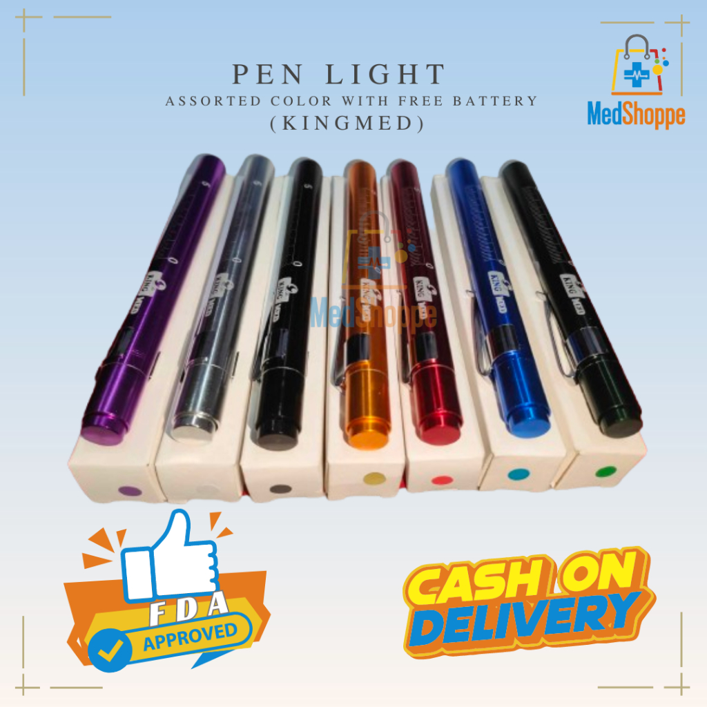 Penlight KING-MED Assorted color with free battery & Pupil Gauge (WHITE ...