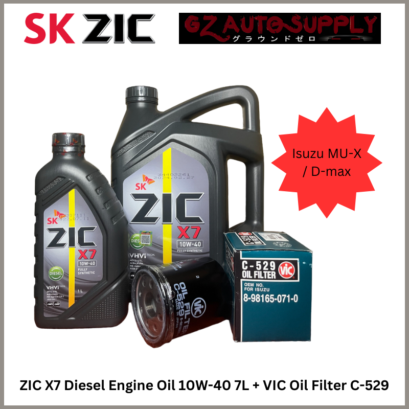 ZIC X7 Diesel Engine Oil 10W-40 7L + VIC Oil Filter C-529 for Isuzu MU ...