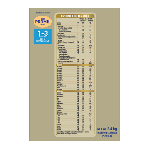 S-26 PROMIL GOLD THREE Milk Supplement 1-3 Years Old Box 2.4kg | Shopee ...