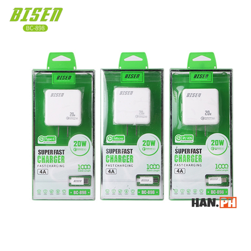 Bisen BC898 USB Fast Charger 20W 5V/4A USB Adapter with USB Cable For ...