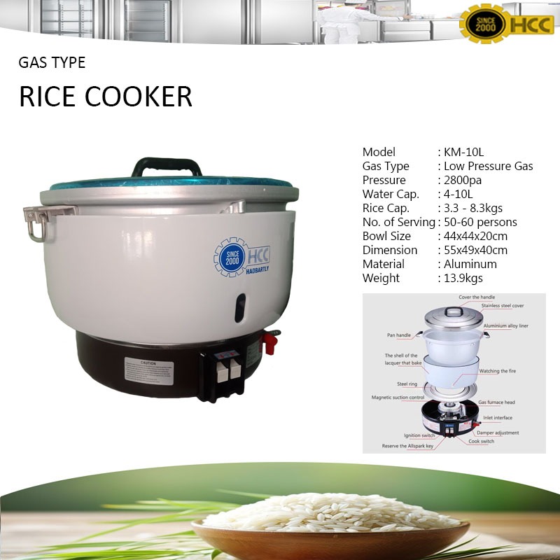 Commercial Gas Rice Cooker 10L 20L Capacity 60-120 cups Heavy Duty ...