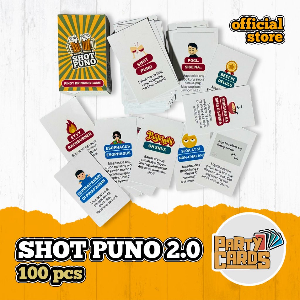 Shot Puno! 100 Cards | Pinoy Drinking Card Game | Fun Party Game for ...