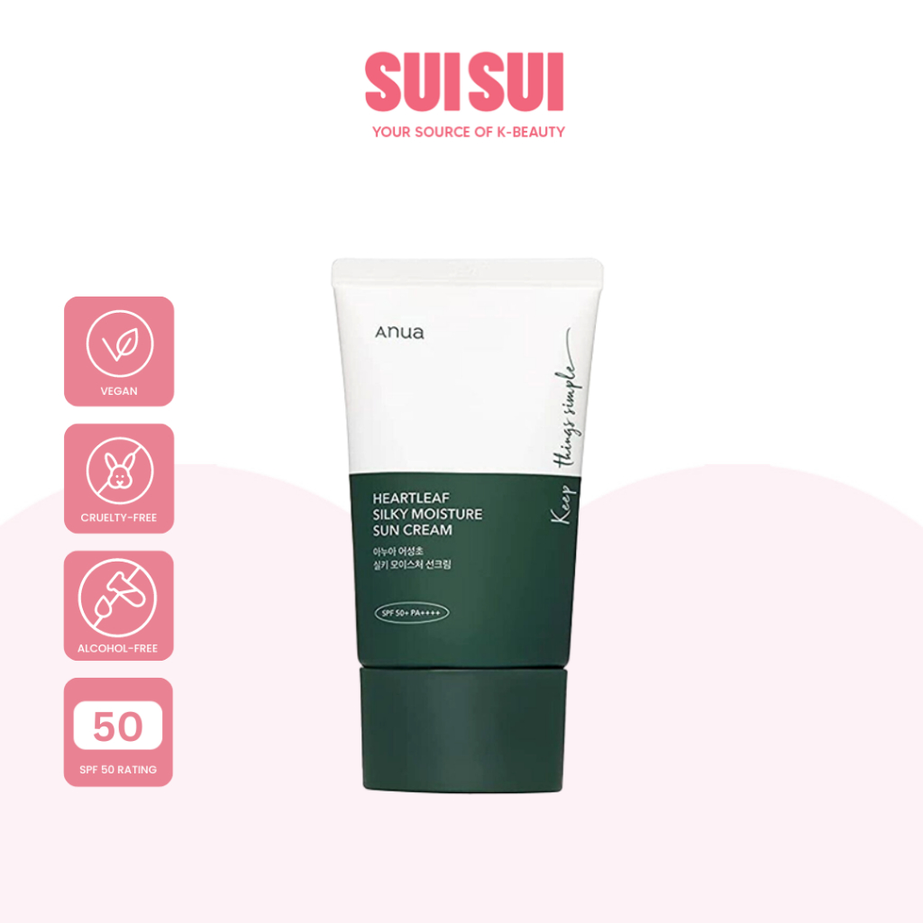 ANUA Heartleaf Silky Moisture Sun Cream SPF50+ PA++++ 50ml [Sunscreen ...