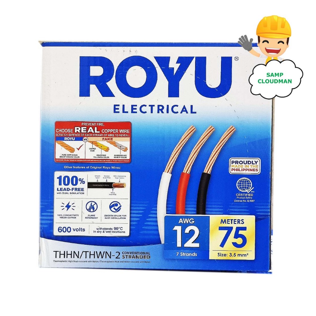 Original Royu THHN 12/7 3.5mm2 Stranded x 75 Meters per Box Flame ...