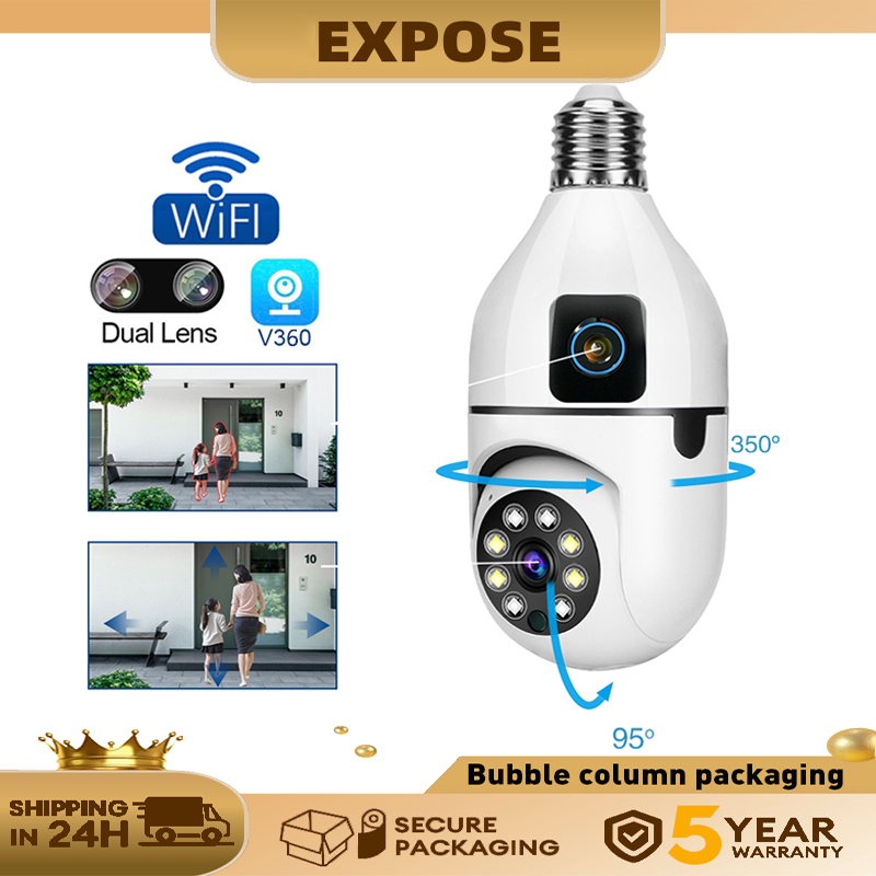 V360 Pro 4MP WIFI Wireless Indoor Mini Camera E27 Bulb CCTV Camera Dual ...