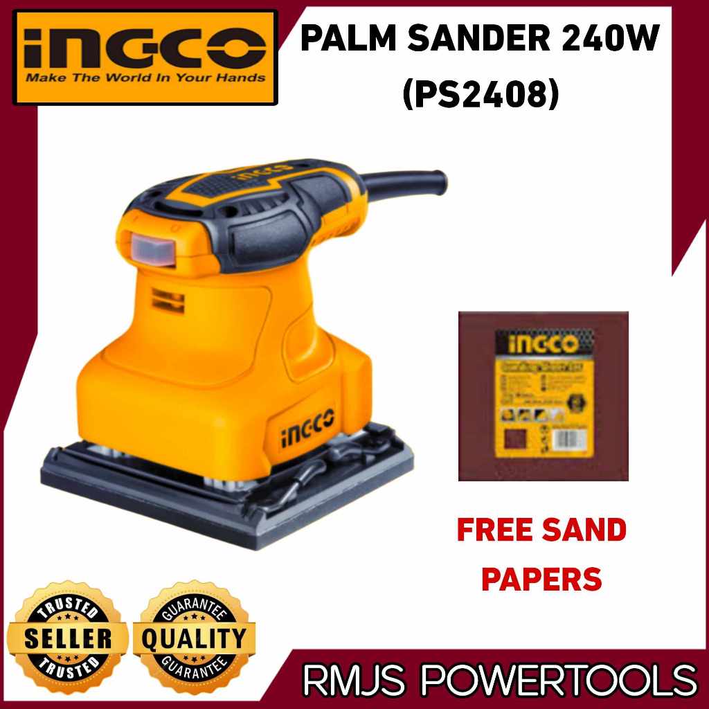 INGCO Palm Sander 240w With 5 pcs. Sandpaper (PS2408) | Shopee Philippines