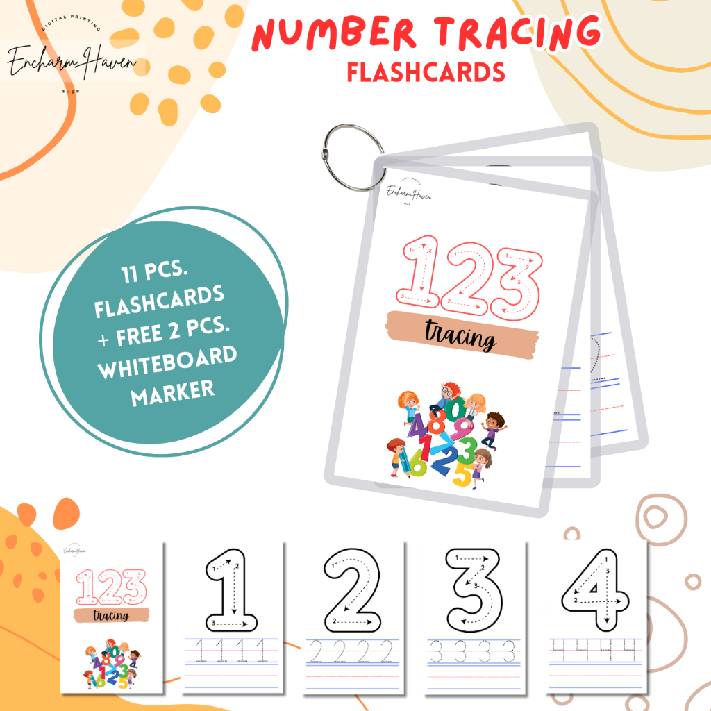 'NUMBER TRACING' Fully Laminated Educational Flashcards [11 pcs ...