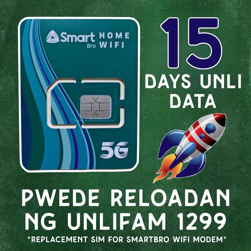 15 DAYS UNLIMITED DATA SMART BRO SIM FOR SMART PLDT HOME PREPAID WIFI ...