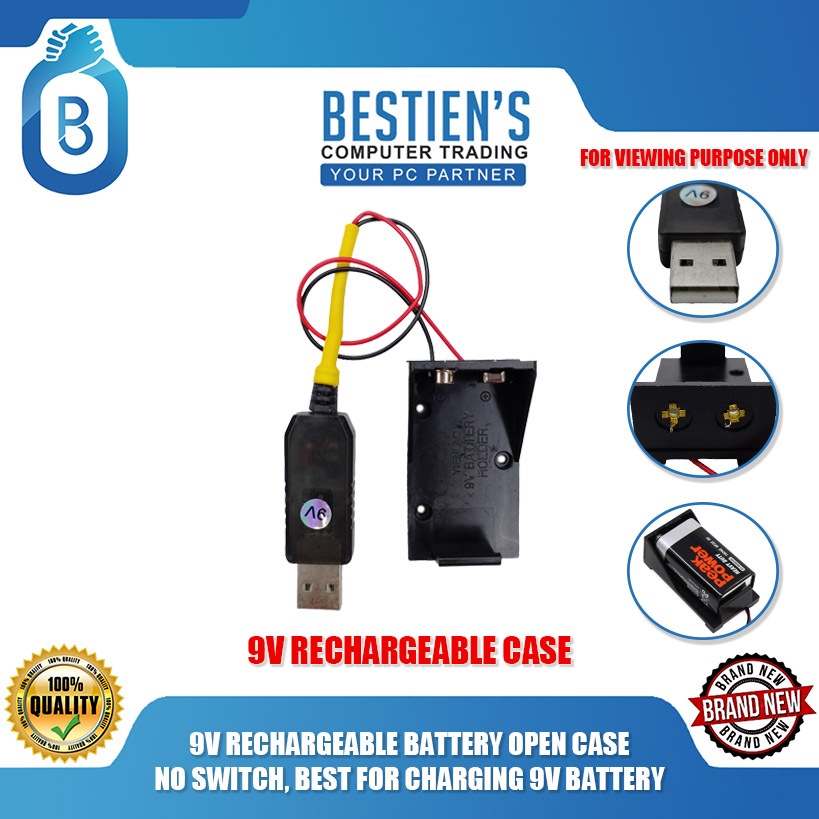9V RECHARGEABLE BATTERY OPEN CASE NO SWITCH, BEST FOR CHARGING 9V ...