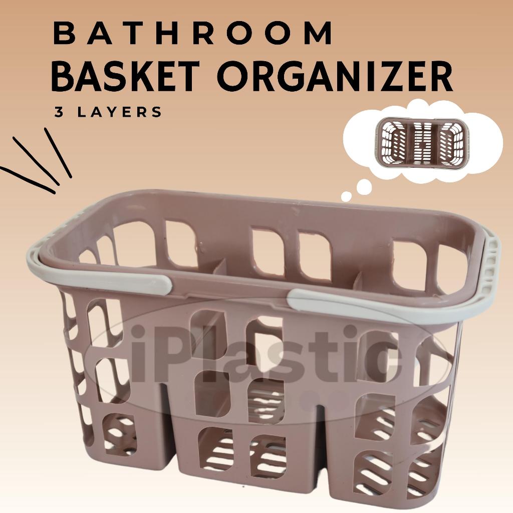 iPlastic. Portable Bathroom Basket 3 partition layer Mini Basket Bath Basket #1209 | Shopee ...