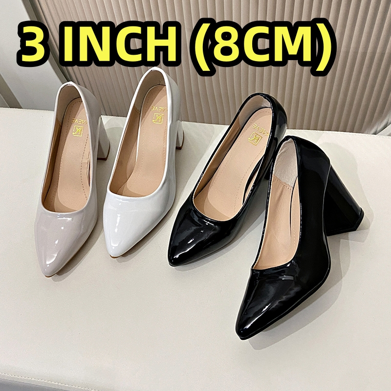 「KAEVE」3 inch(8 CM) block high heels pointed toe slide heels sandals ...