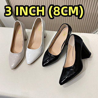 「KAEVE」3 inch(8 CM) block high heels pointed toe slide heels sandals ...
