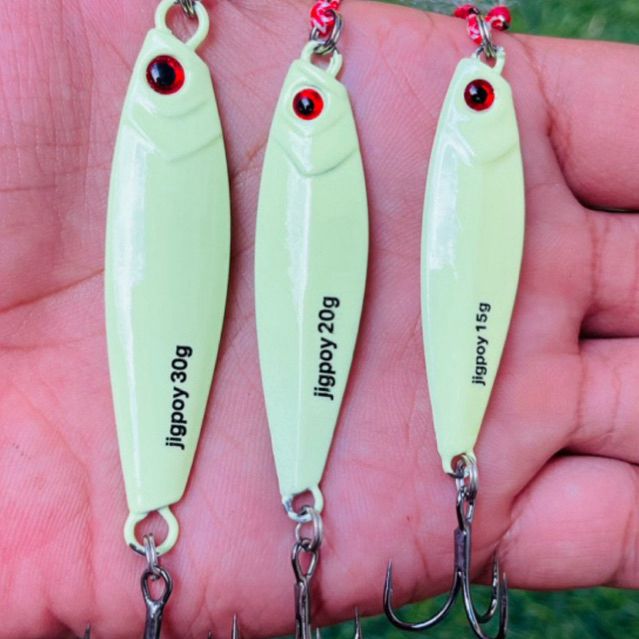 Green Jigpoy Luminous Lure Glow in the dark Metal Jig Shore Casting ...