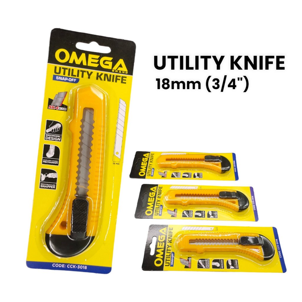 Utility Knfe Snap-Off Cutter Knife Medium Duty 18mm (3/4") Omega Brand ...