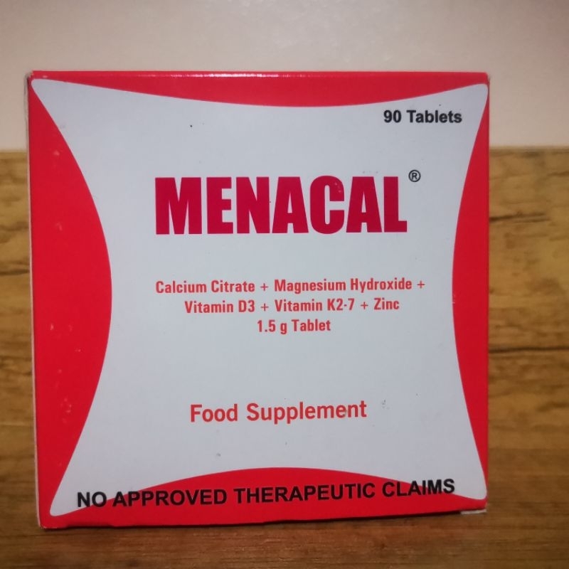 MENACAL Calcium Citrate, Magnesium Hydroxide, Vit D3, K2-7, Zinc 1.5mg ...