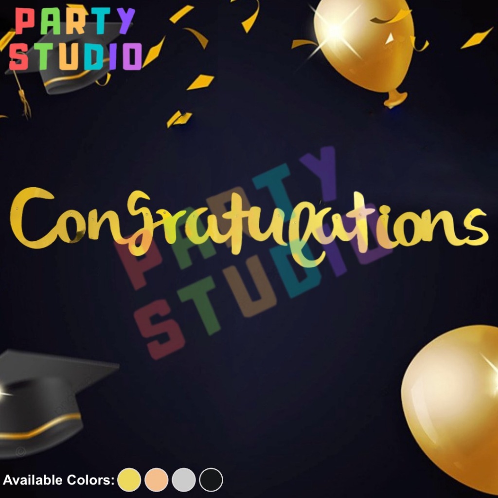Shinny Lazer Reflective Cursive Congratulations Banner Lazer Banner ...