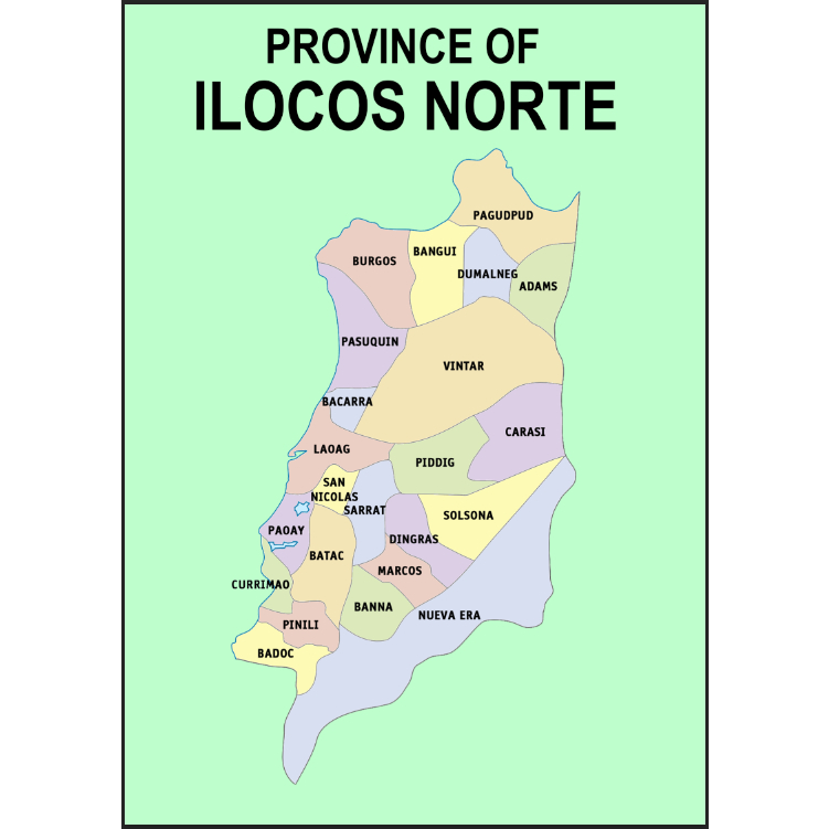 Ilocos Norte Province Map Waterproof A4 Laminated Chart | Shopee ...