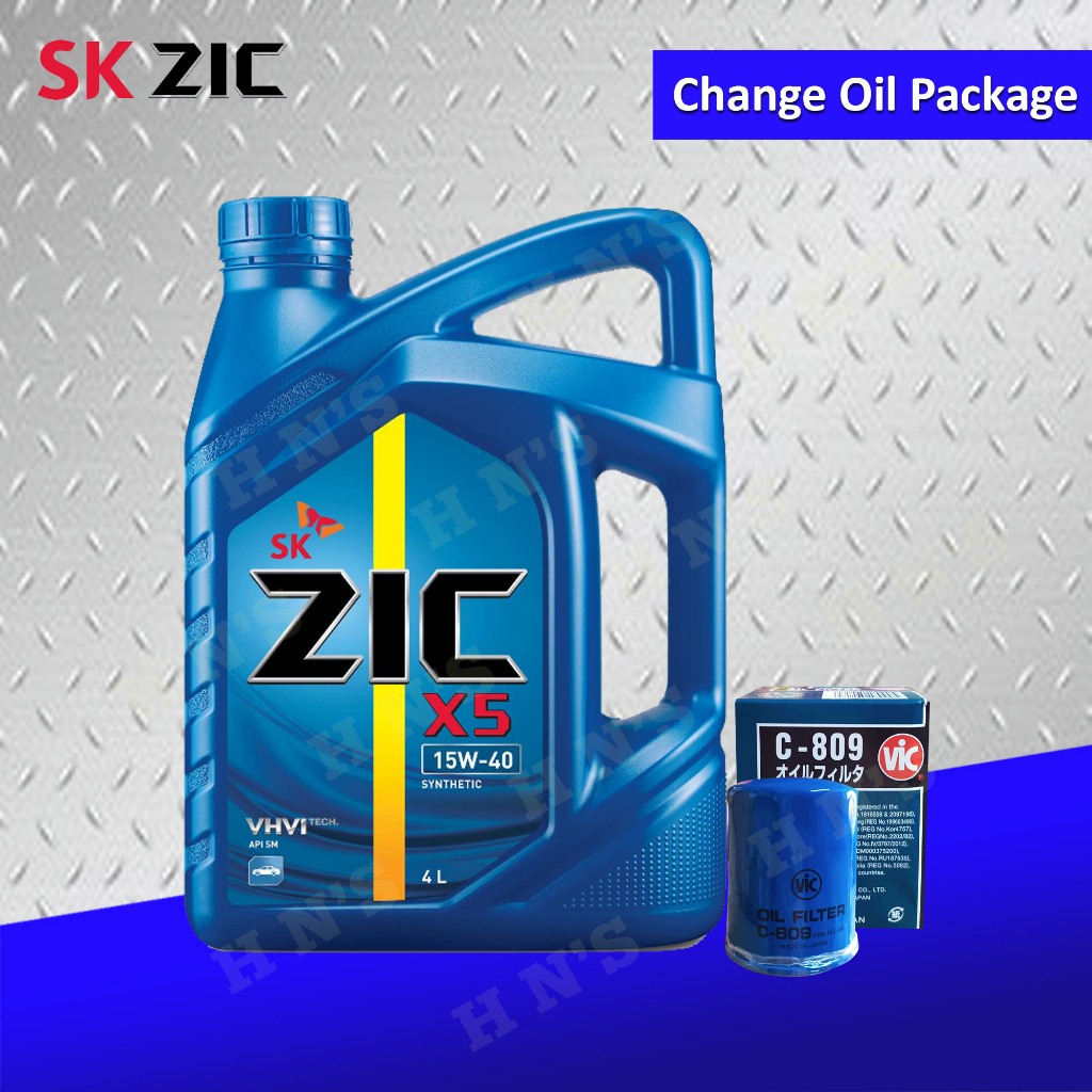 SK ZIC X5 15W-40 Synthetic Motor Oil Change Bundle for Honda Civic City ...